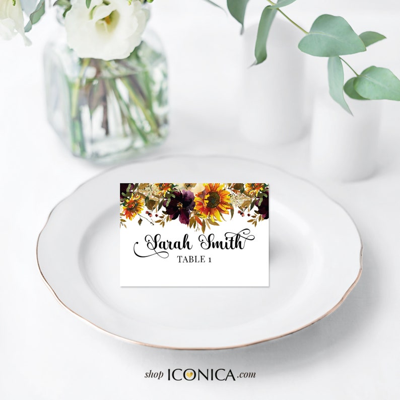 Sunflower Menu Card 9.25 X 4 Printed Menus Rustic Wedding | Etsy