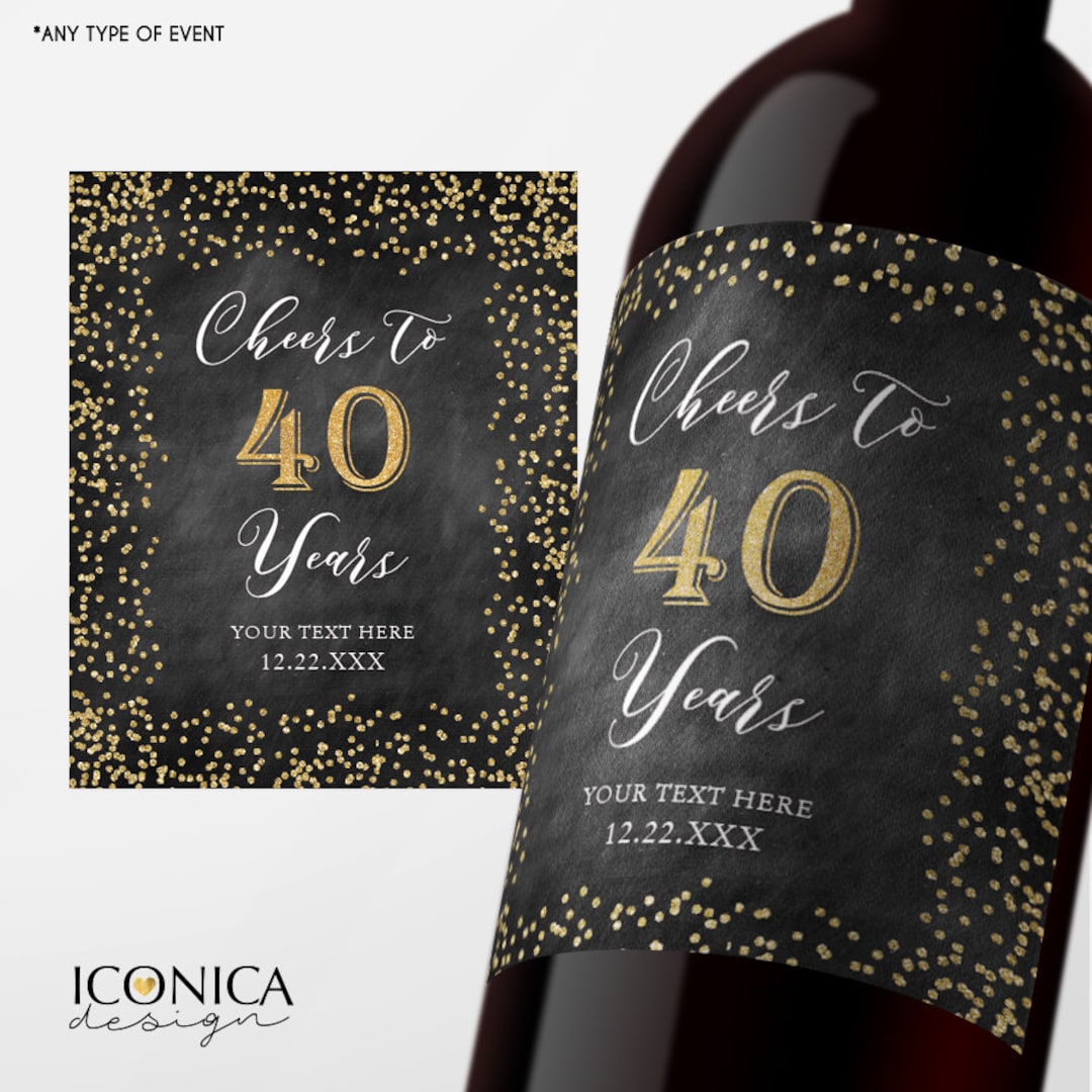 40th Birthday Party Decor, Any Age, Custom Beverage Labels, Bottle ...
