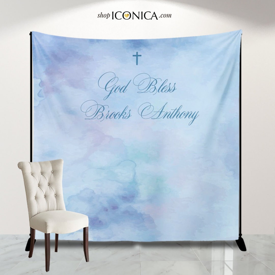 Custom Baptism Backdrop Boy or Girl Christening Decorations Backdrop ...