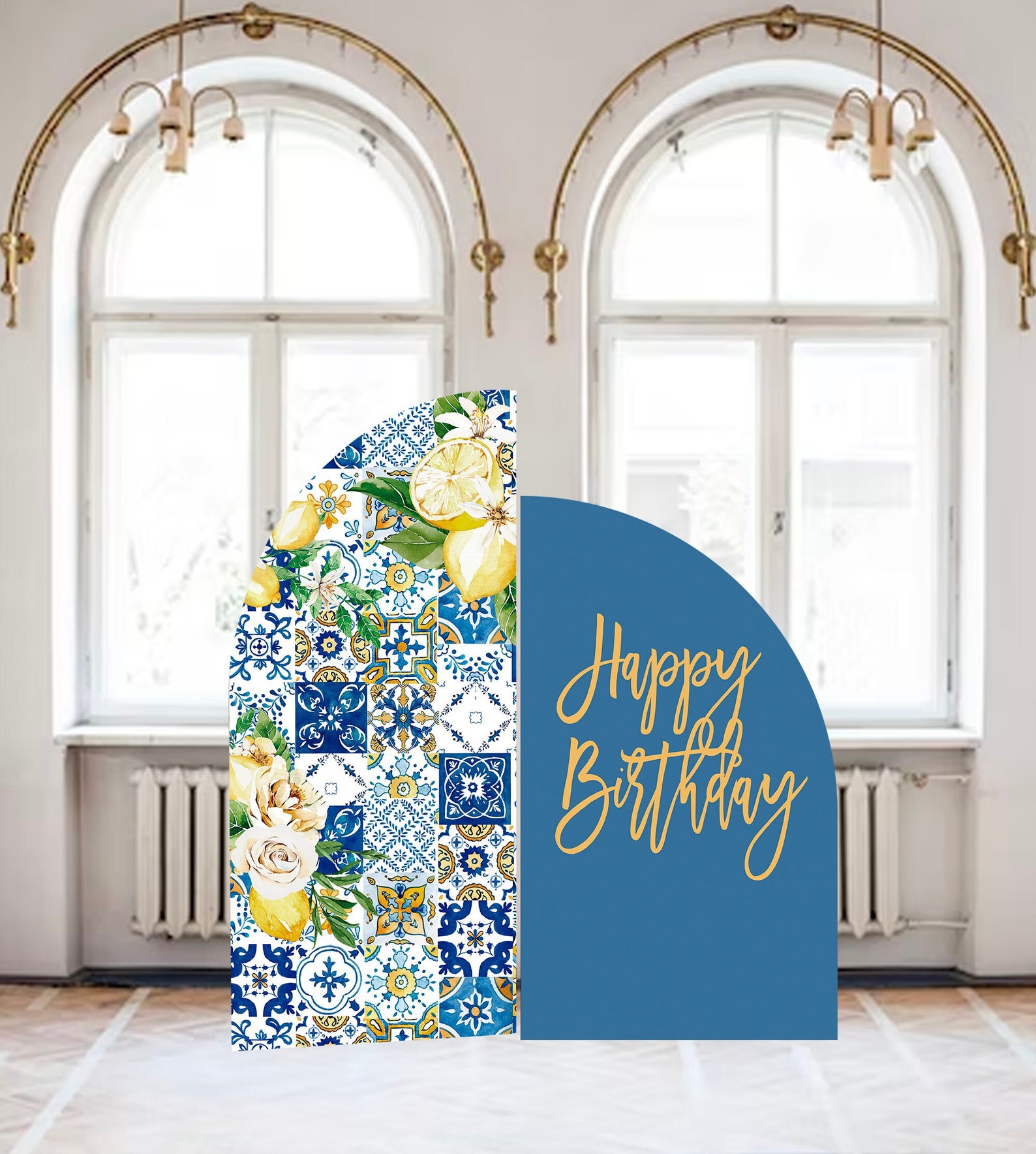 Tuscan Lemon Arch Backdrop, Custom Event Sign, Lightweight Foam Board ...