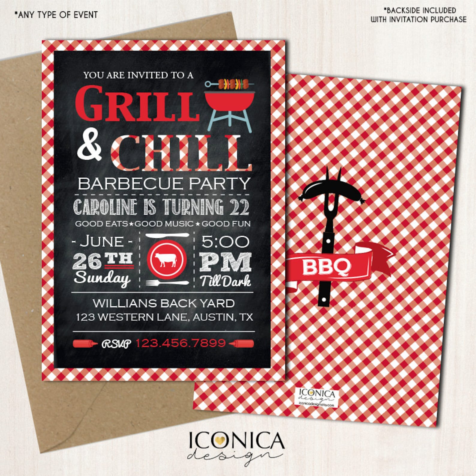 Bbq Birthday Invitationbbq Invitationbarbecue Cookout Party - Etsy