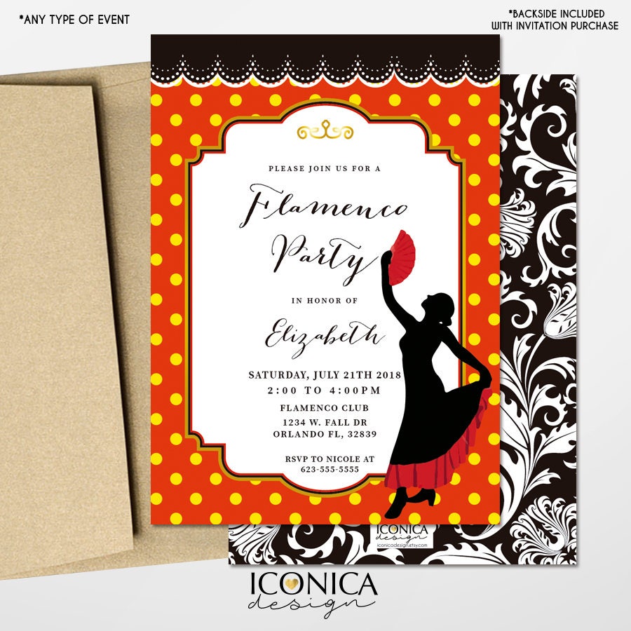 Flamenco Party Invitation, Spanish Fiesta, Personalized Printable - Etsy