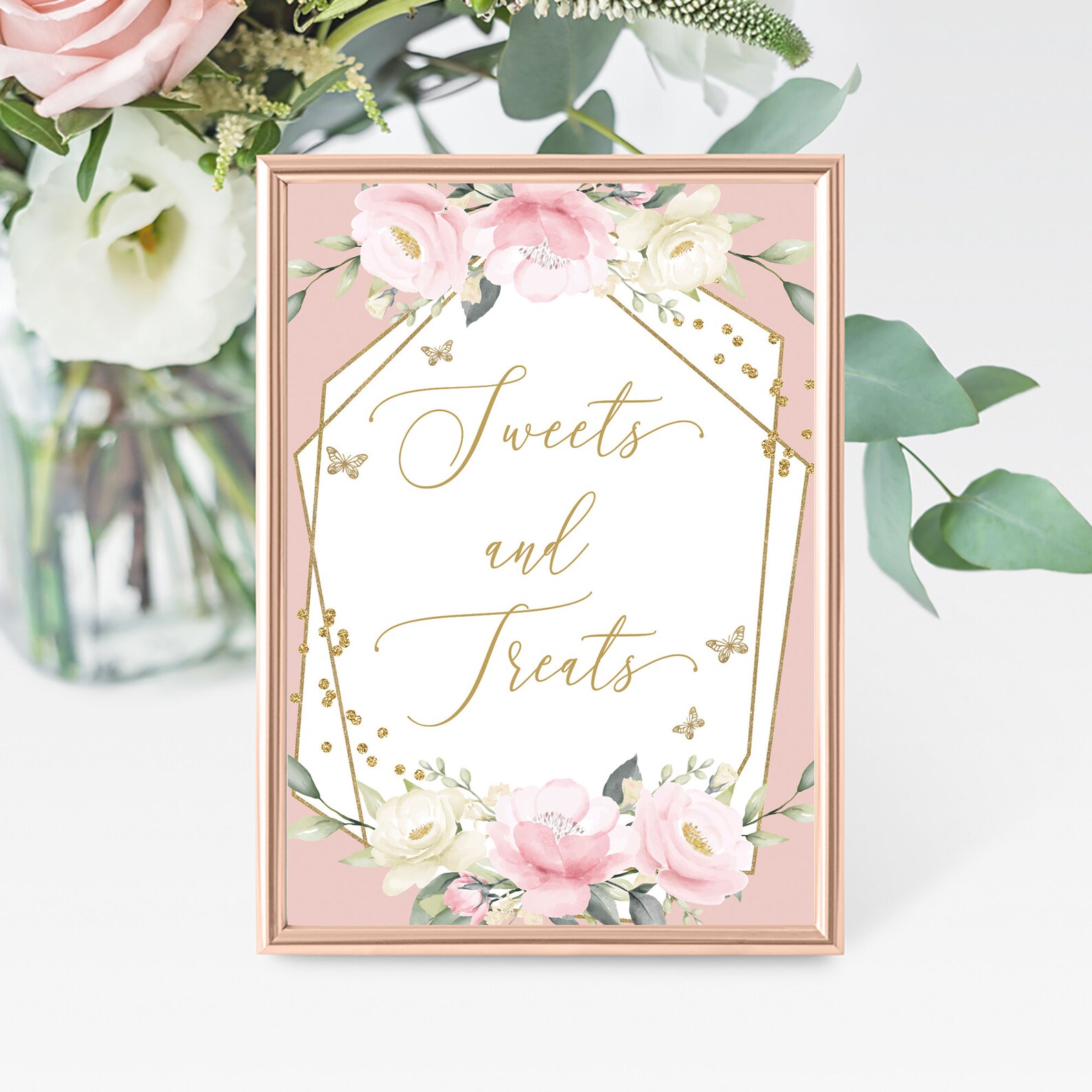 Floral First Communion Save the Date Card, Pink and Gold - Etsy