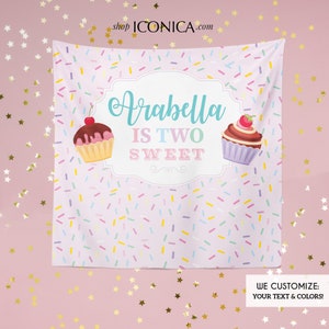 Two Sweet Backdrop | Two Sweet Birthday Backdrop | Candyland Backdrop ...