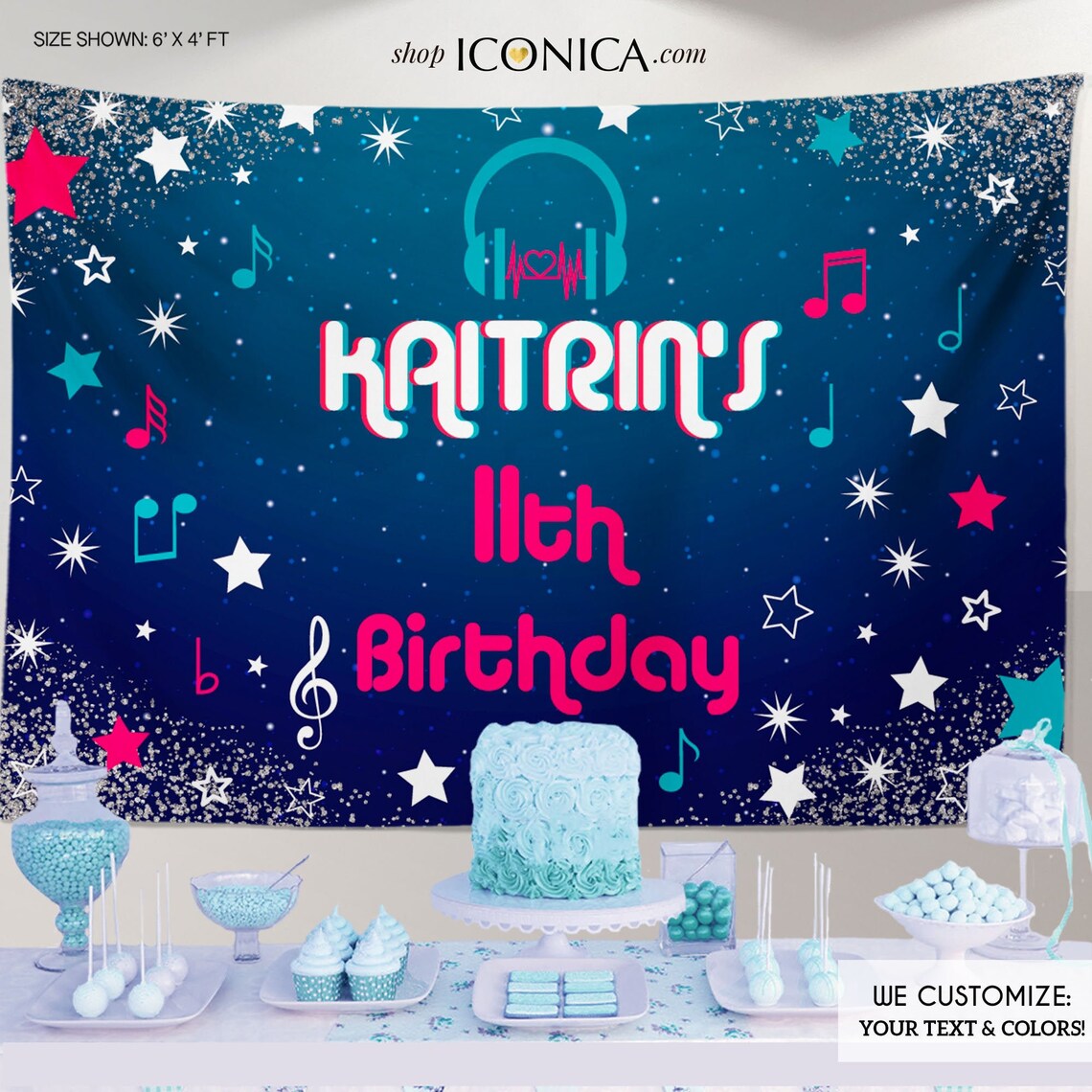 Dance Party Backdrop for Girls Music Birthday Backdrop Musical | Etsy