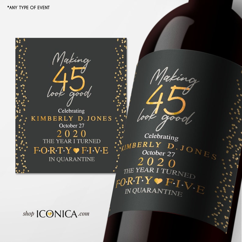 60th Birthday Wine Labels Personalized Any Age Quarantine - Etsy