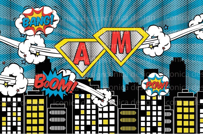 Superheroes BACKDROP Super Hero Comic Theme We Customize | Etsy