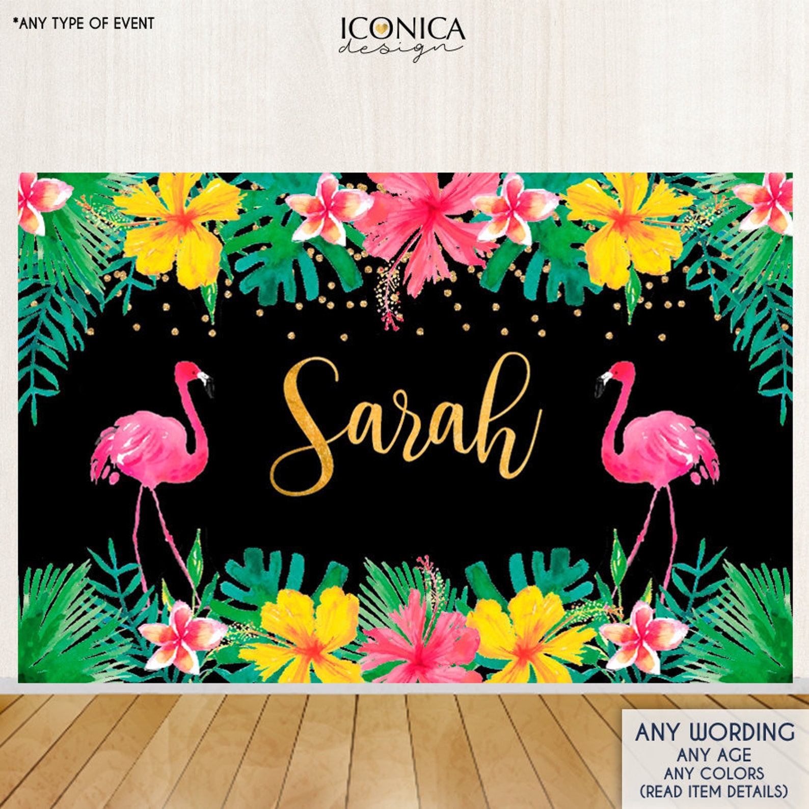 Flamingo Party Backdrop,luau Photo Booth Backdrop,let's Flamingle, Tiki ...
