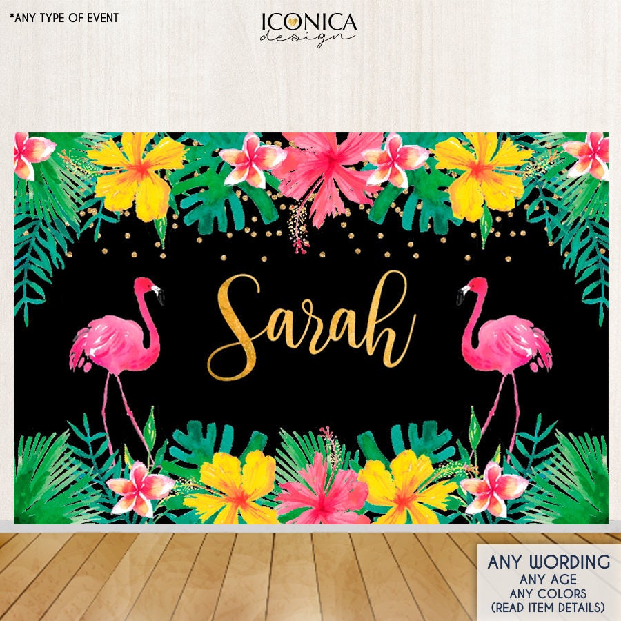 Flamingo Party Backdrop,luau Photo Booth Backdrop,let's Flamingle, Tiki ...