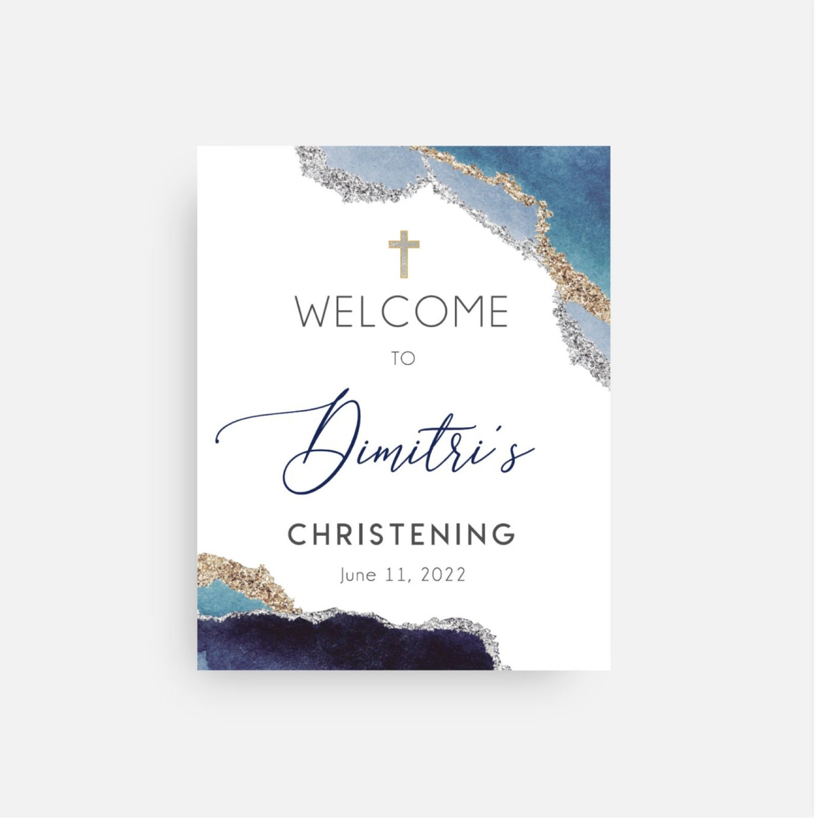 First Communion Welcome Sign Personalized Blue Geode Sign - Etsy