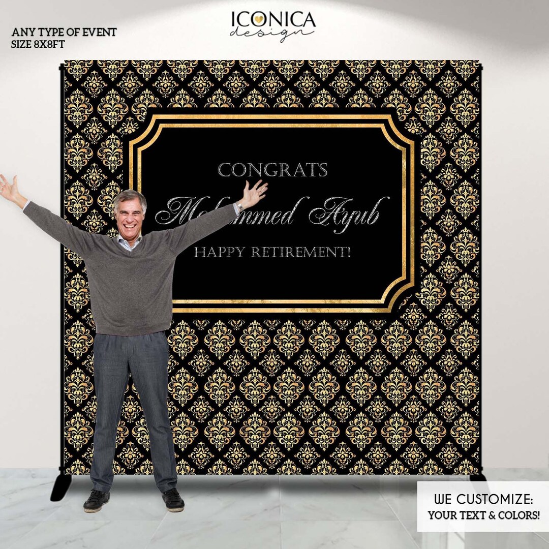 Retirement Backdrop, Virtual Retirement Party Photo Backdrop ...