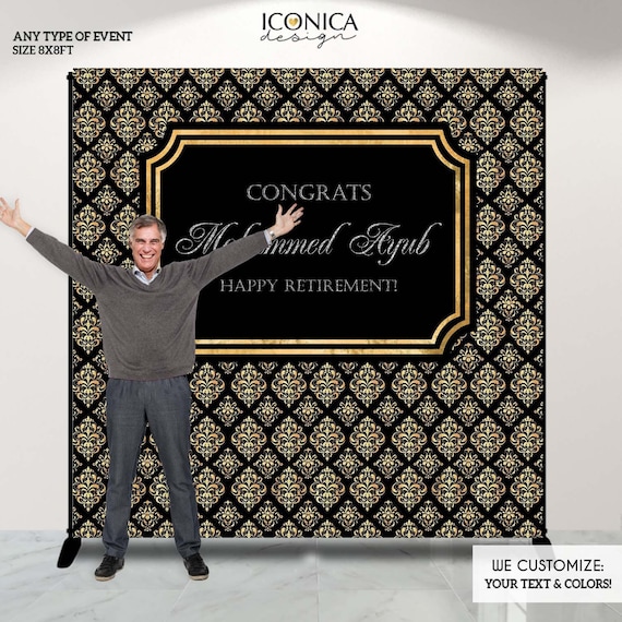 Retirement Backdrop, Virtual Retirement Party Photo Backdrop ...