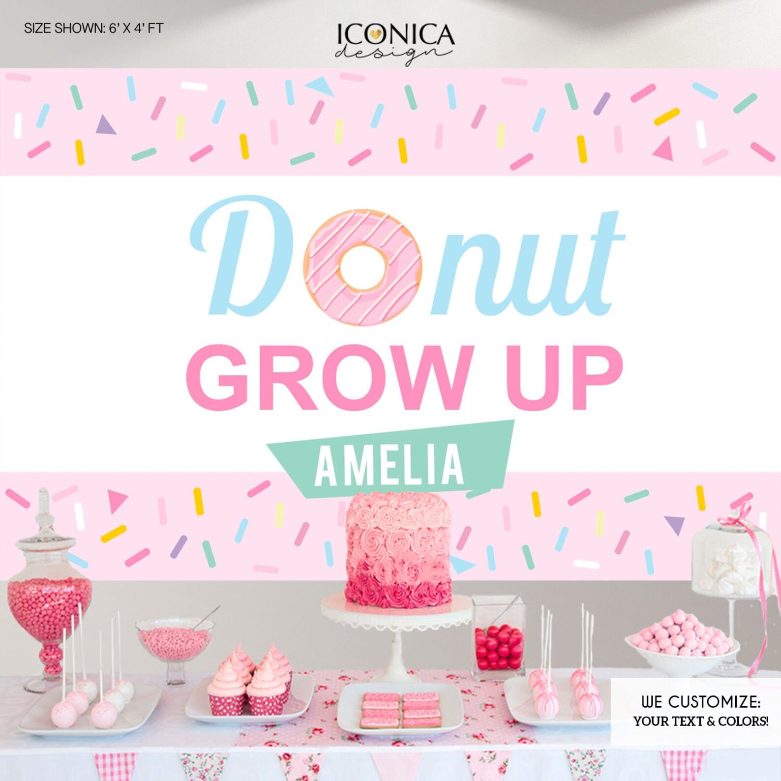 Donut Birthday Party Backdrop Donut Grow up Party Backdrop - Etsy