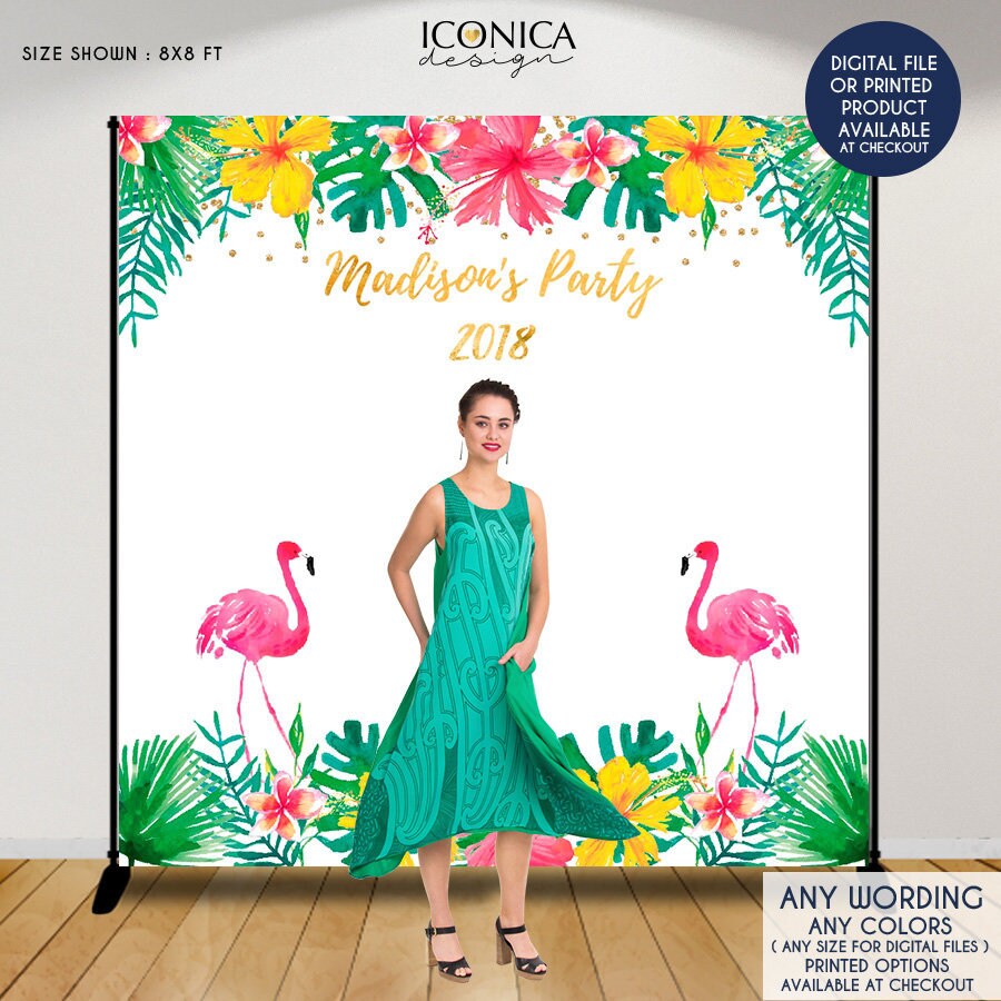 Flamingo Party Backdrop Tropical Luau Photo Booth Backdrop | Etsy