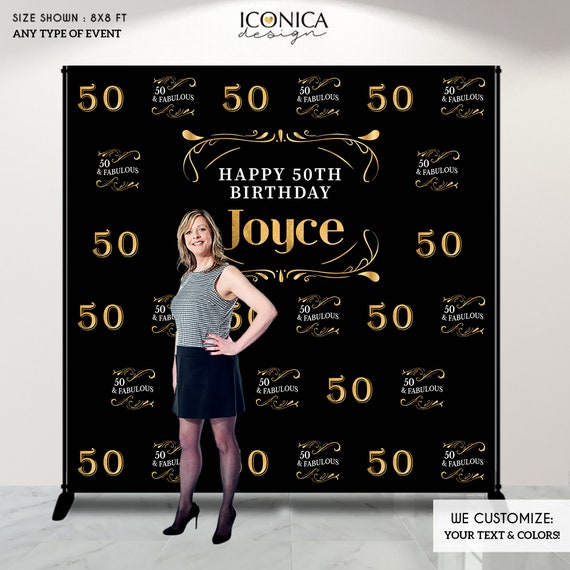 50th Birthday Backdrop,50 and Fabulous Custom Step And Repeat Backdrop ...