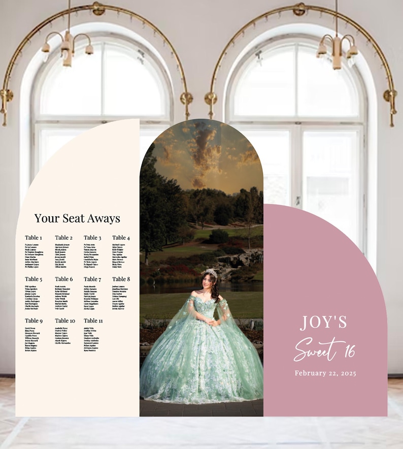 Quinceañera Seating Chart Welcome Sign, Elegant Photo Panel - Etsy