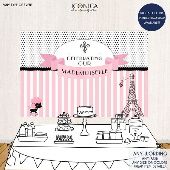 French Parisian Party Backdrop || French Party Banner | Paris ...