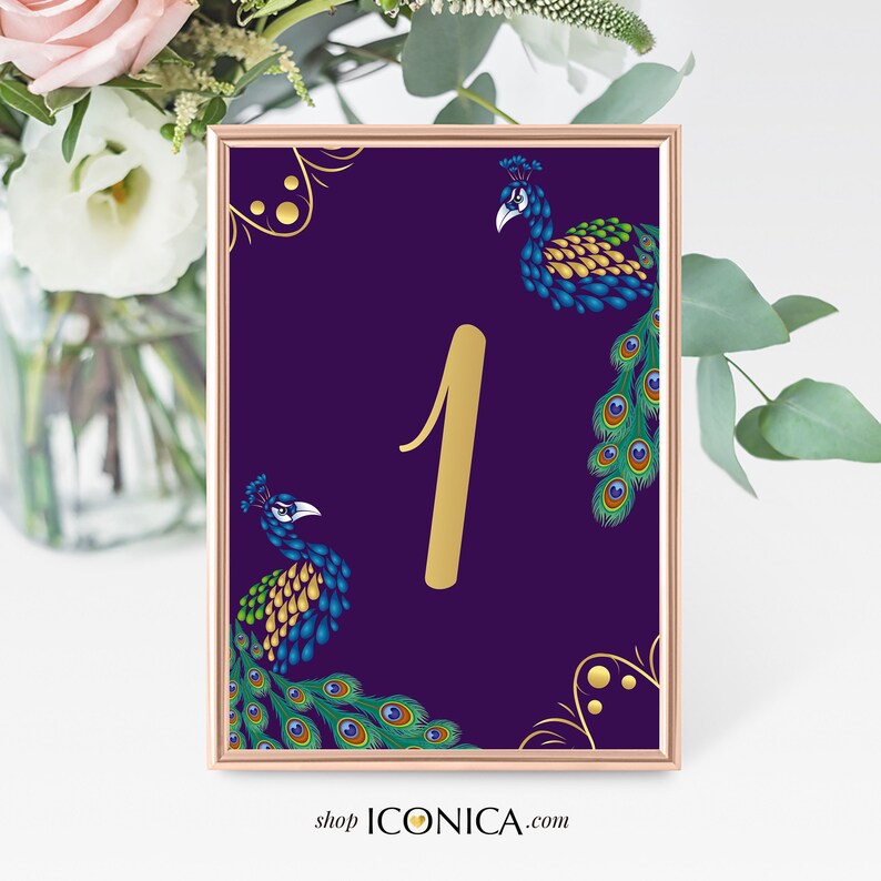 Peacock Table Numbers | Custom Event Decor (printed or DIY File) - Etsy