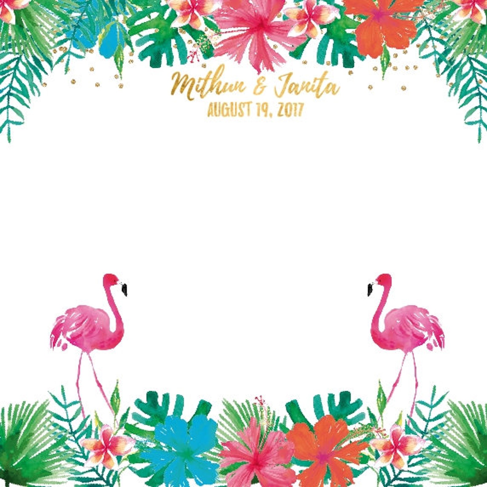 Flamingo Party Backdrop – Tropical Birthday Photo Booth (printed or ...
