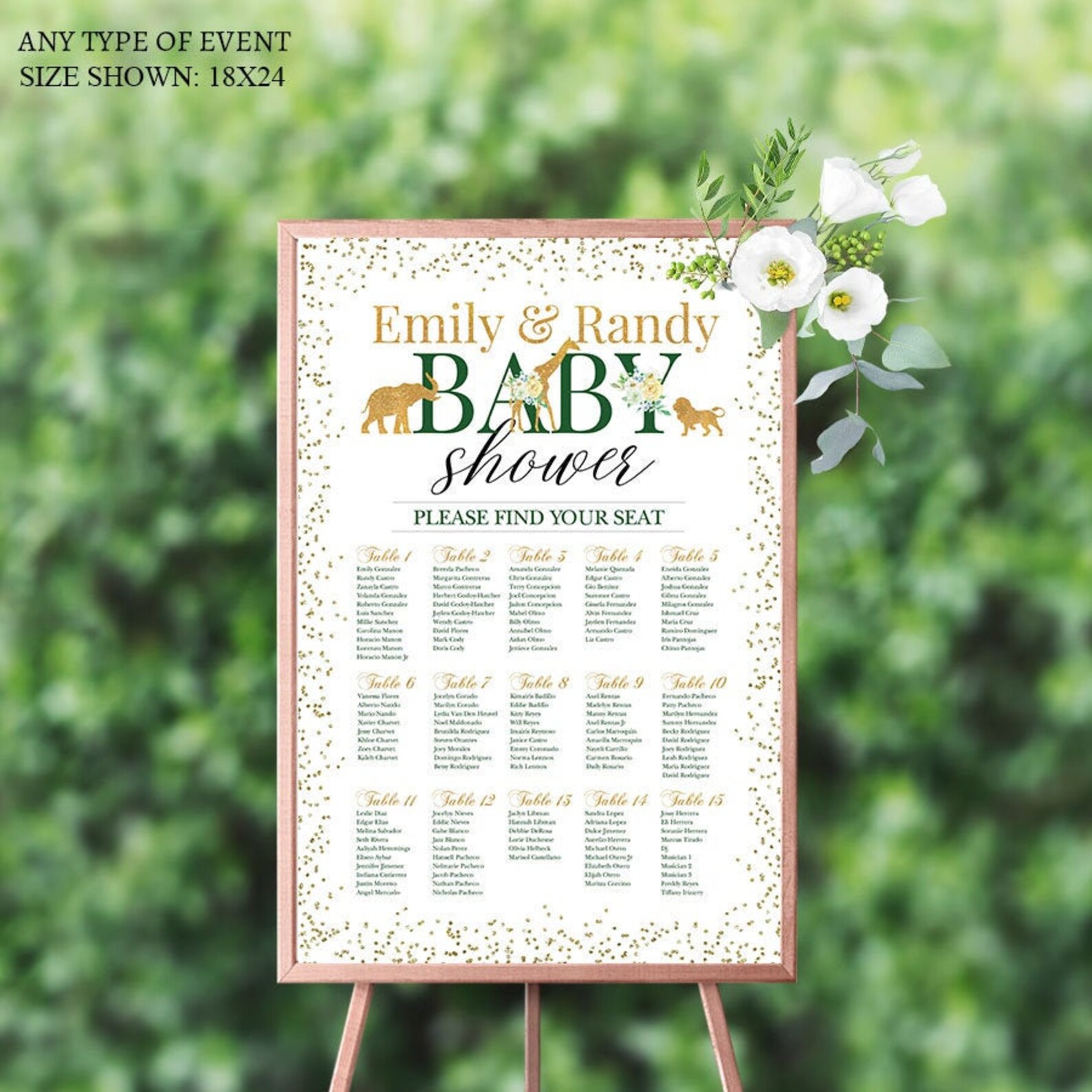 Safari BABY SHOWER Seating Chart Board Safari Seating Chart | Etsy