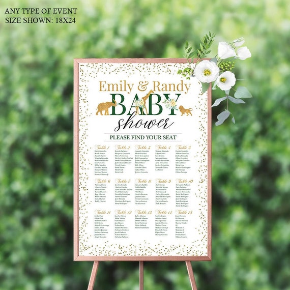 Safari BABY SHOWER Seating Chart Board Safari Seating Chart | Etsy