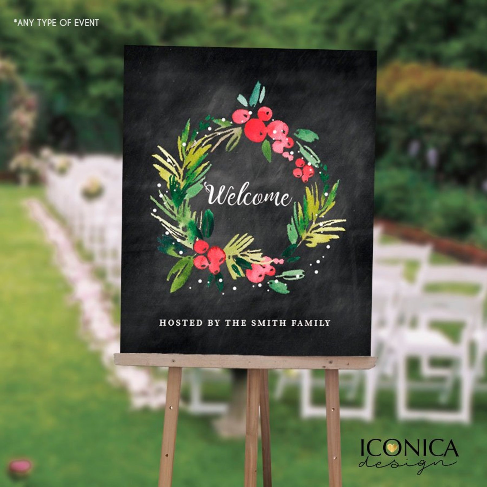 Holiday Party Welcome Sign Festive Party Decor Christmas | Etsy