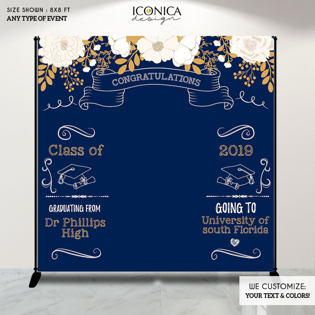 Graduation Party Photo Booth Backdrop, Floral Graduation Step and ...