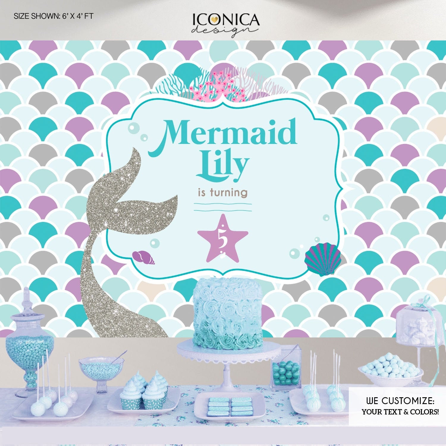 Mermaid Party Backdrop Under the Sea Party Mermaid Banner | Etsy