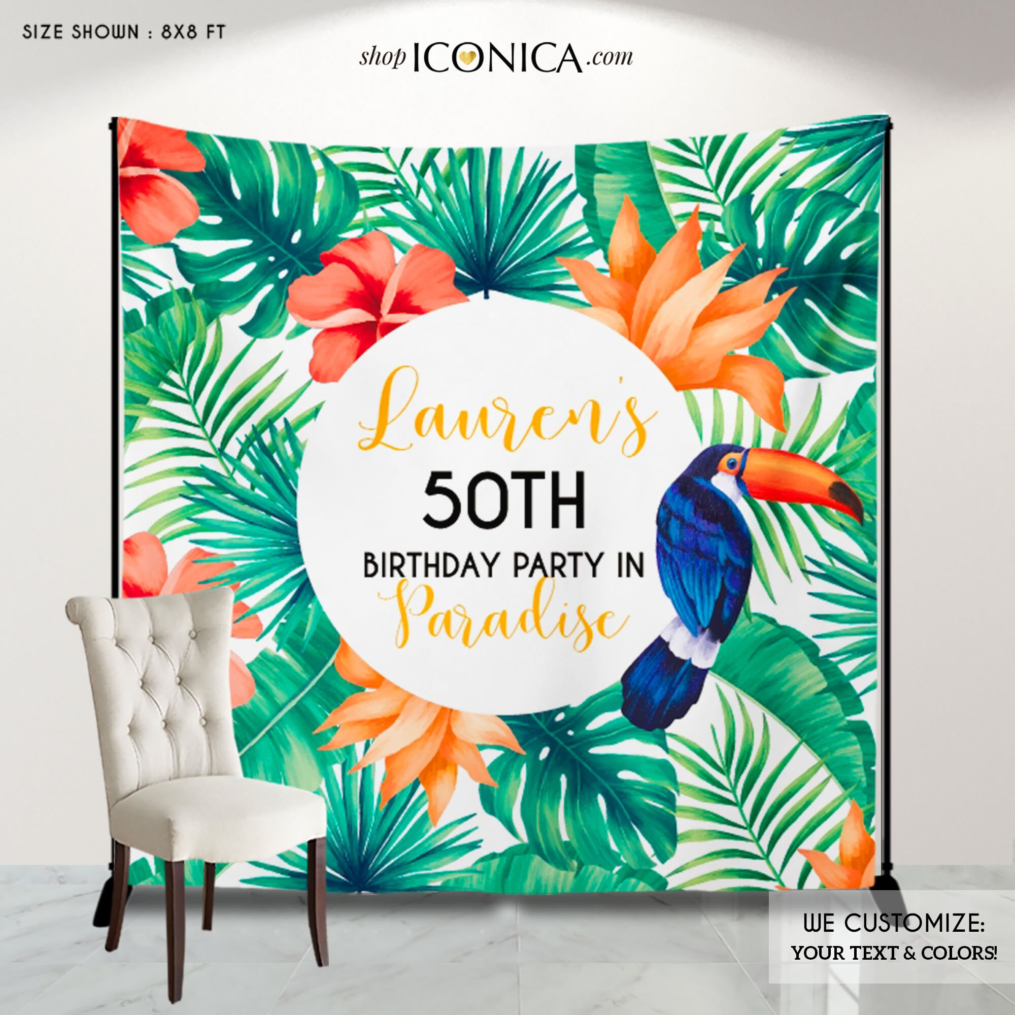 Tropical Backdrop Summer Birthday Photo Backdrop Personalized | Etsy