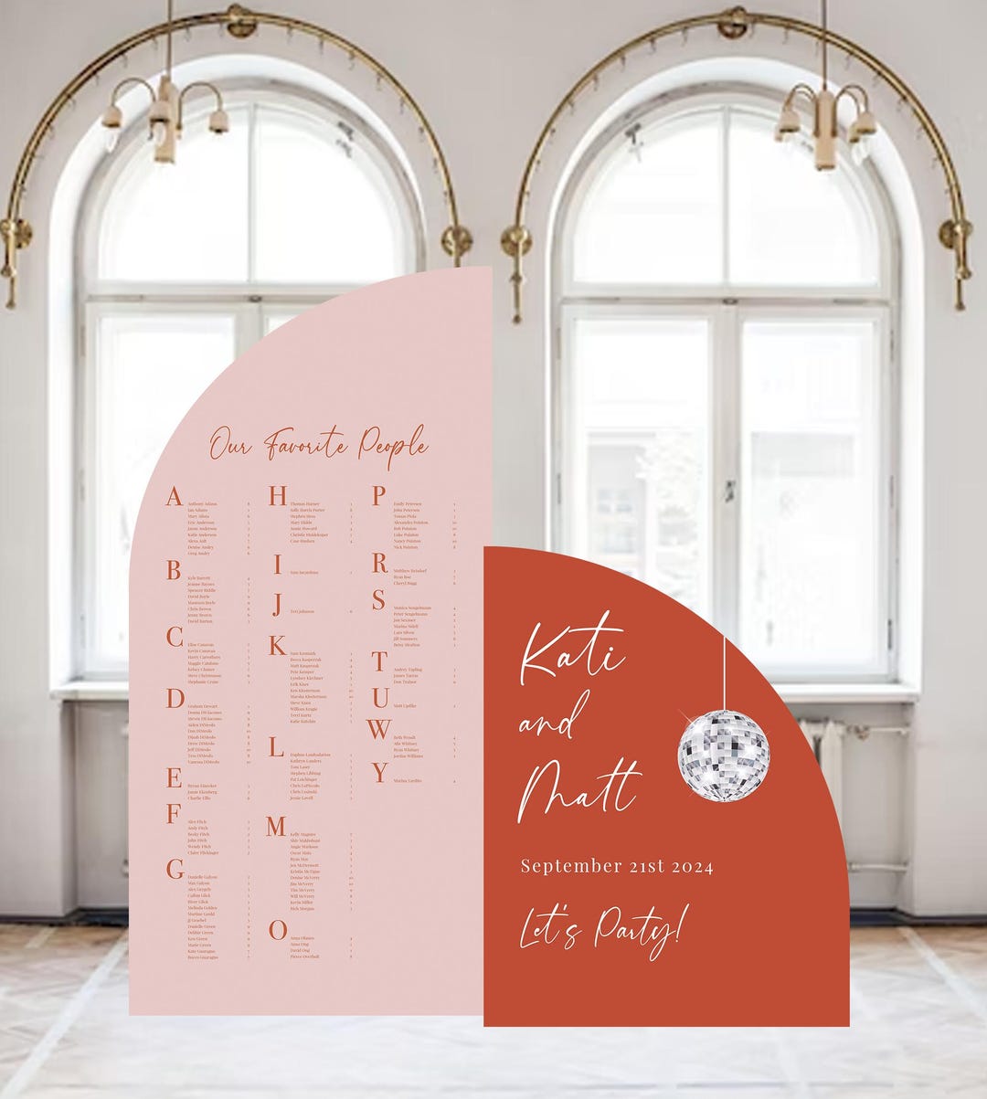 Wedding Seating Chart Disco Ball Large Arch Retro Wedding Seating Chart ...