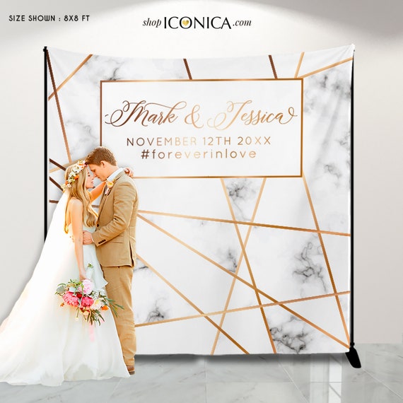 Marble Wedding Backdrop for reception Modern Backdrop Personalized ...
