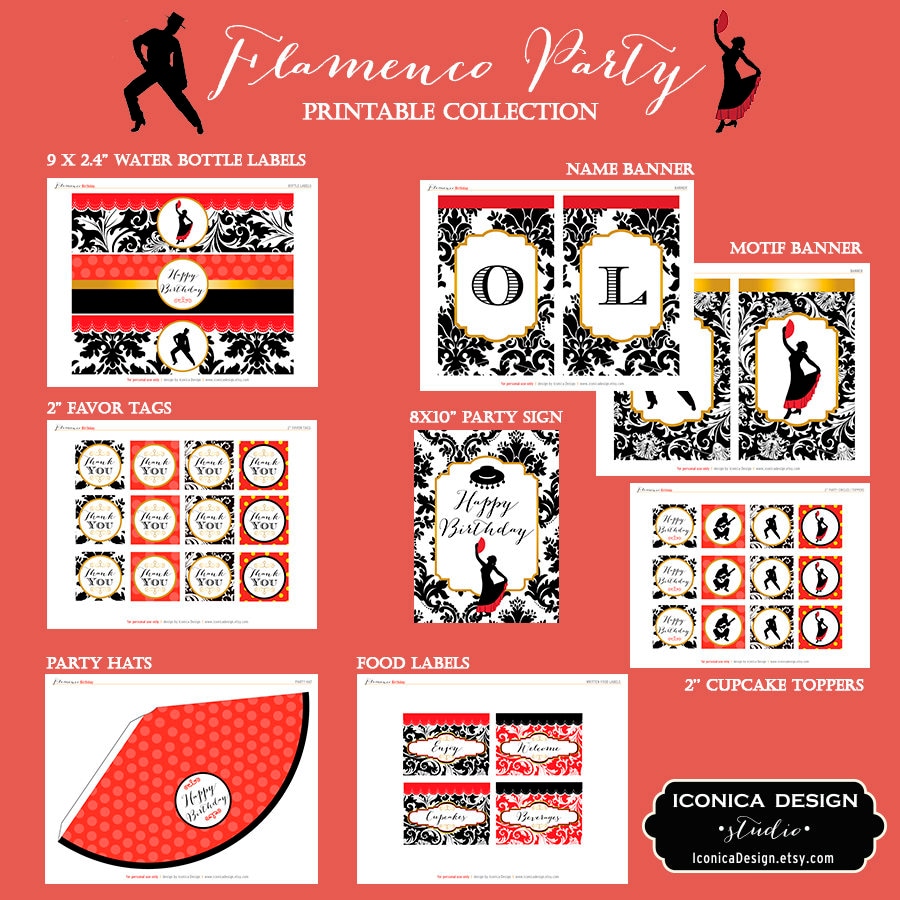 Flamenco Party Invitation, Spanish Fiesta, Personalized Printable - Etsy