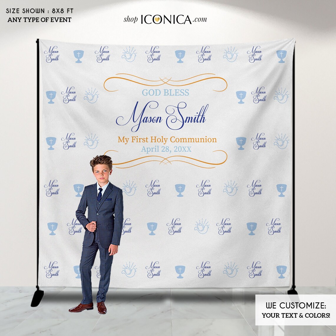 First Communion Photo Booth Backdrop Custom Step and Repeat - Etsy