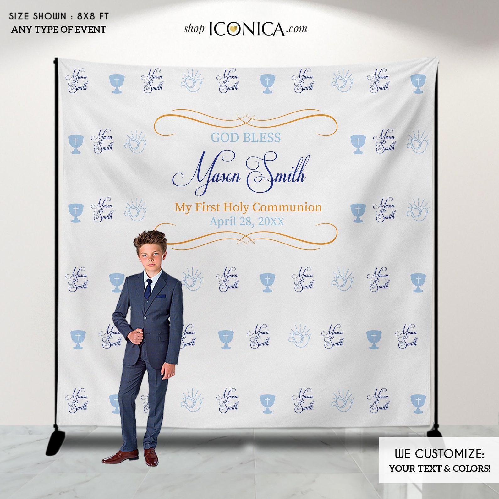 First Communion Photo Booth Backdrop, Custom Step and Repeat Backdrop ...