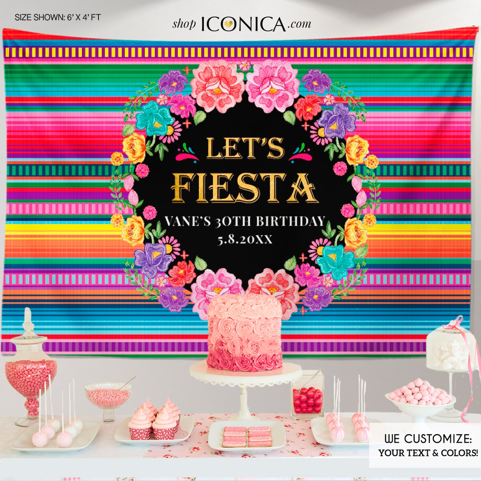 Fiesta Themed Backdrop, Mexican Backdrop, Cinco De Mayo Decorations ...