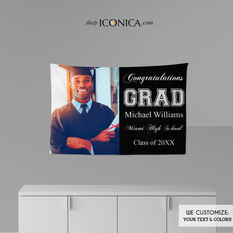 Graduation Party Backdrop Personalized Vinyl Bannervirtual - Etsy