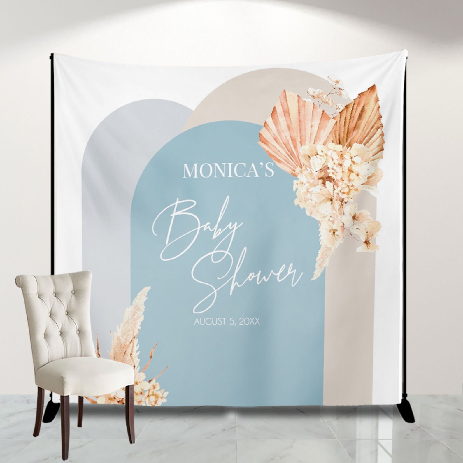 Personalized Boho Baby Shower Backdrop, Bohemian Chic Decor - Etsy