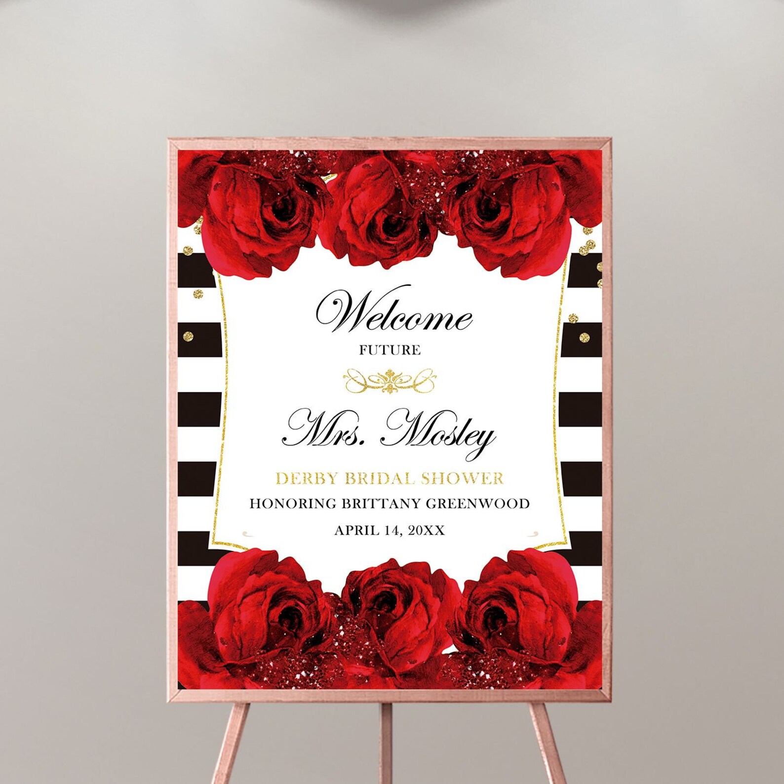 Red Rose Welcome Sign, Personalized Bridal Shower Decor - Etsy