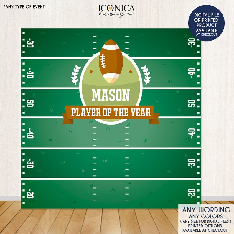 Custom Football Party Backdrop, Sports Photo Booth Banner (printed or ...