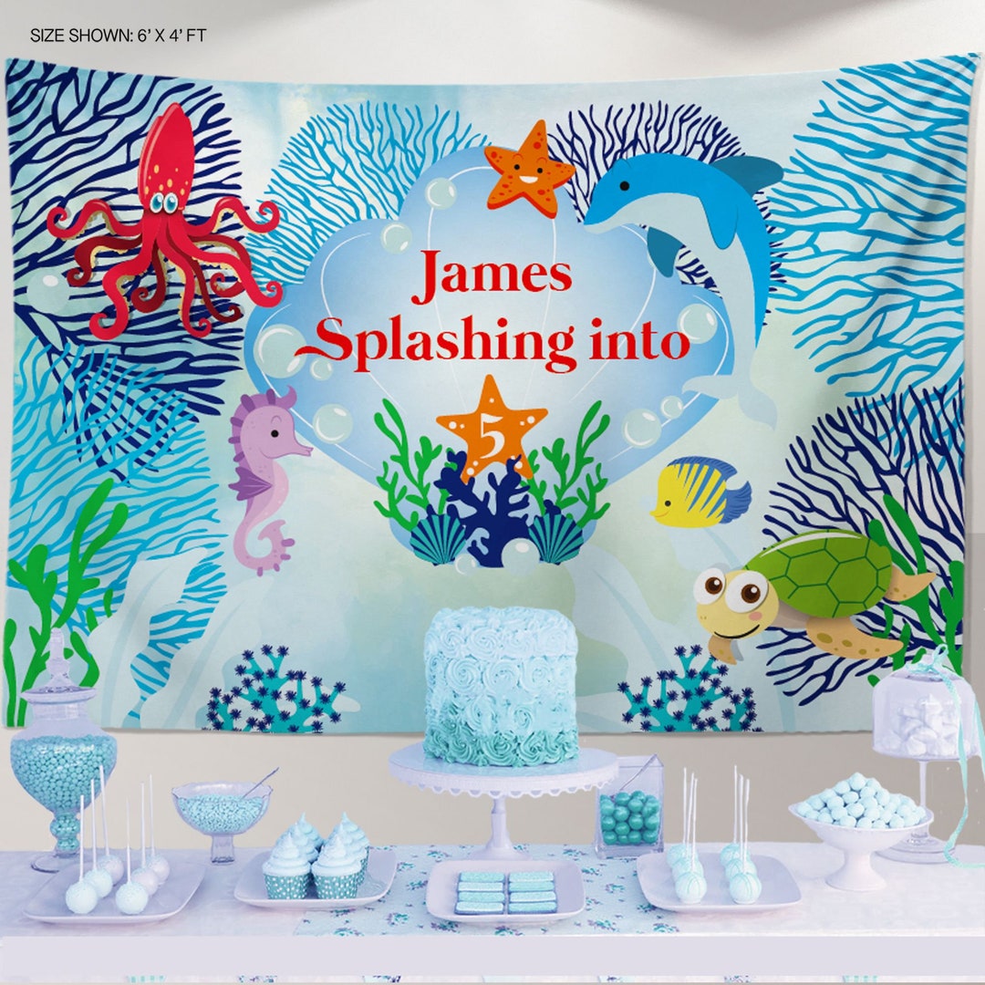 Sea Animals Backdrop, Under the Sea Party Decor, Sea Animals Birthday ...