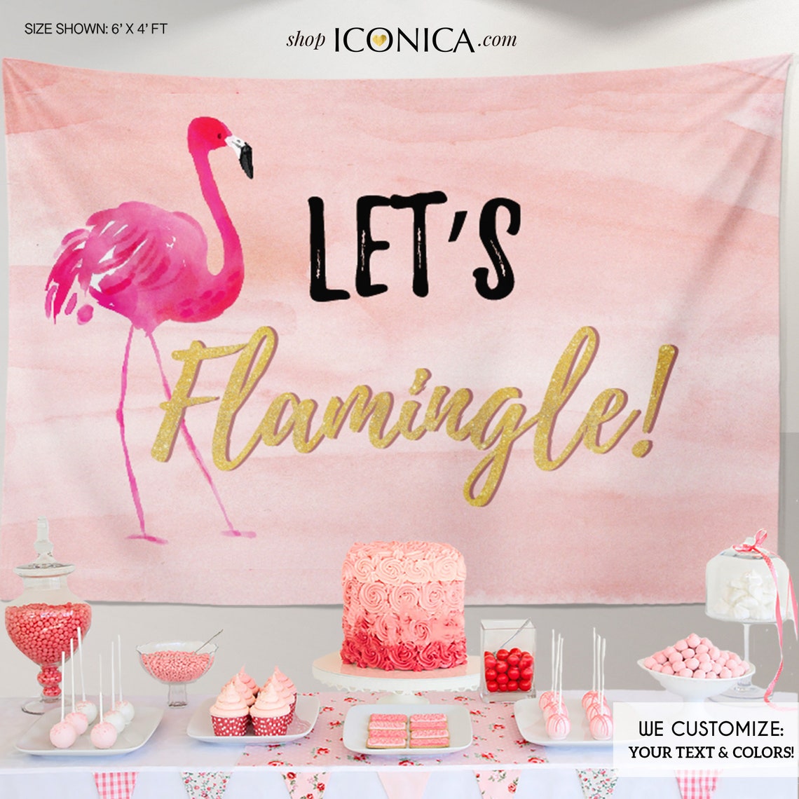 Flamingo Party Backdrop Lets Flamingle Birthday | Etsy