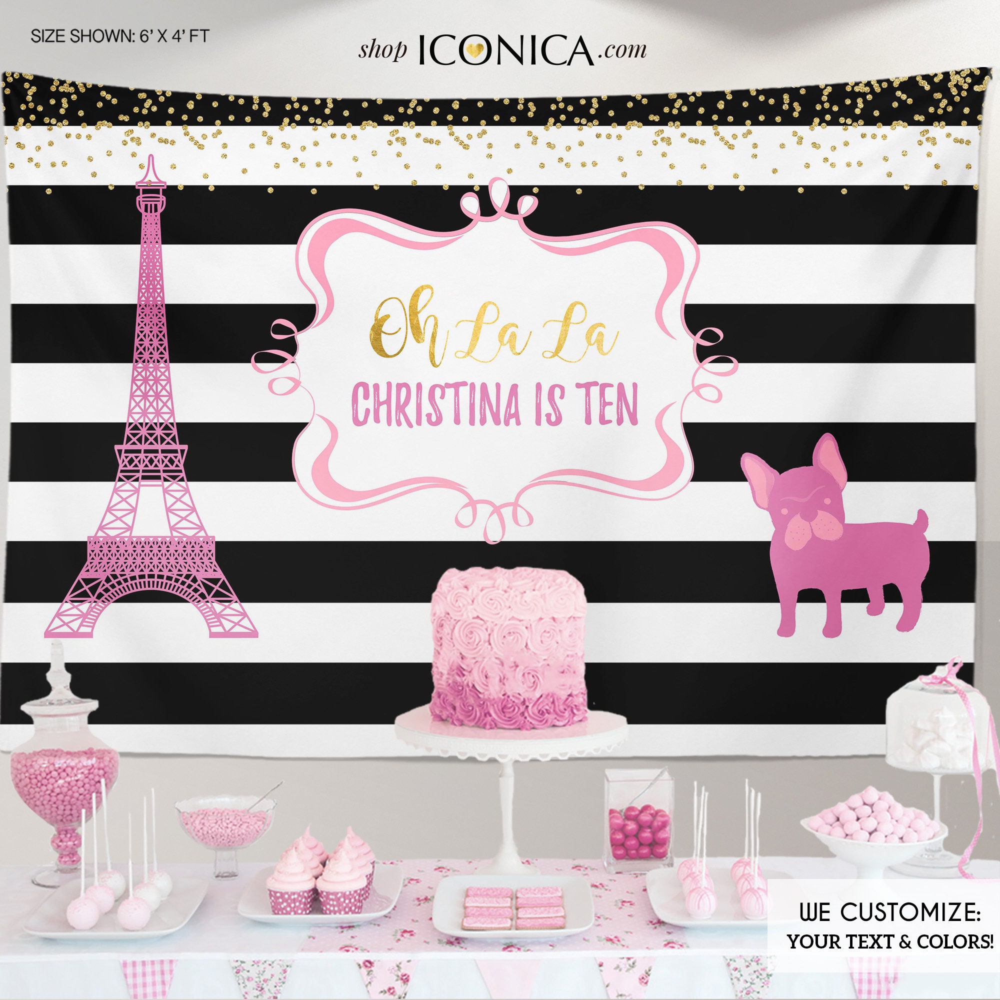 Paris Backdrop Personalizedparis Partyeiffel Tower Photo | Etsy