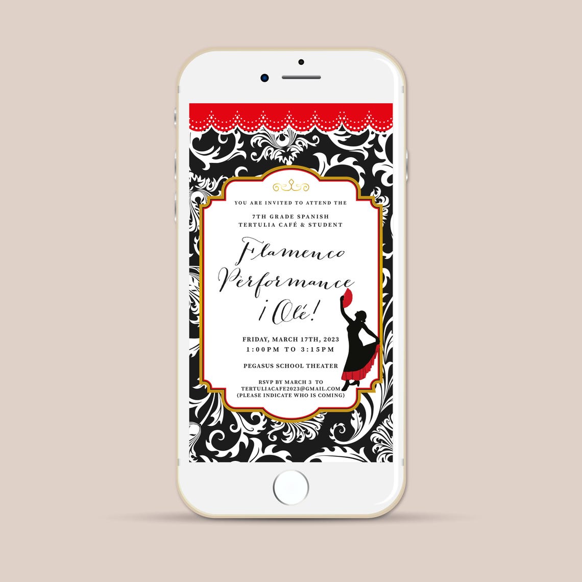 Flamenco Party Invitation, Spanish Fiesta, Personalized Printable - Etsy