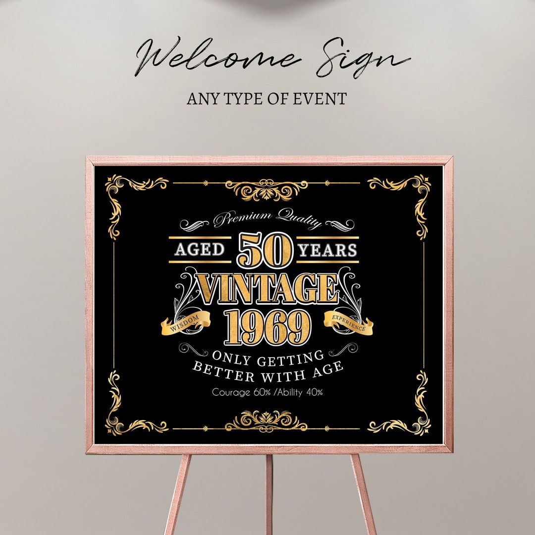 50th Birthday Welcome Sign, Aged to Perfection Custom Gift,personalized ...