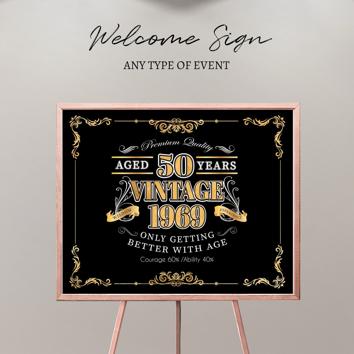 Personalized 50th Birthday Welcome Sign, Vintage Decor - Etsy