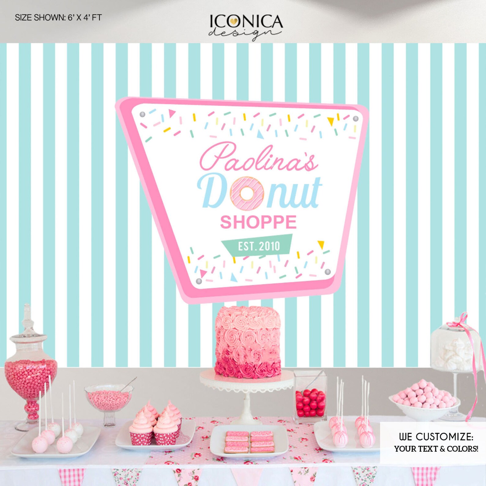 Donut Birthday Party Backdrop, Sprinkles Banner (printed or Printable ...