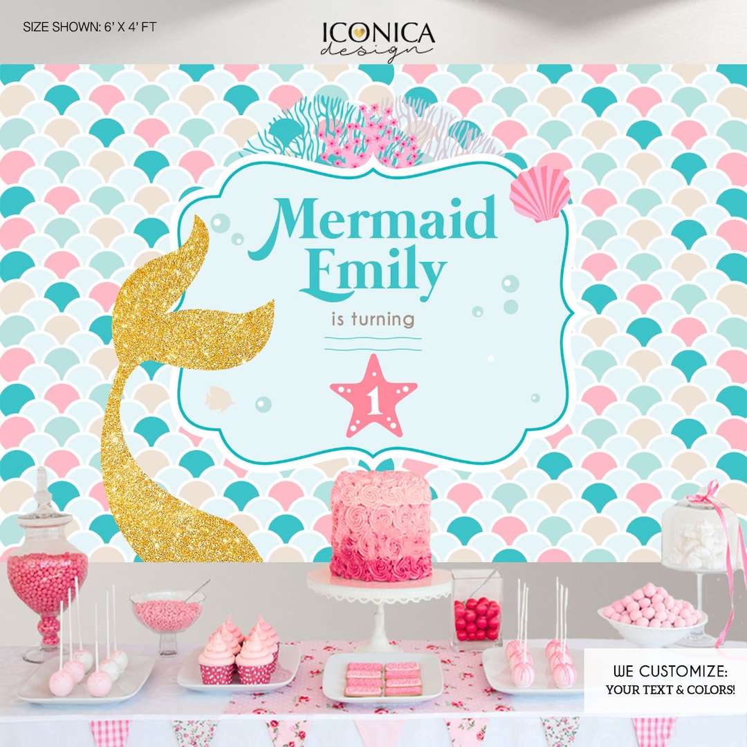 Mermaid Party Backdrop, Under the Sea Party, Mermaid Banner, Any Age ...