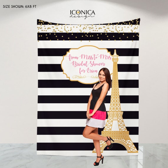 Paris Bridal Shower backdrop Personalized, French backdrop Miss to Mrs ...