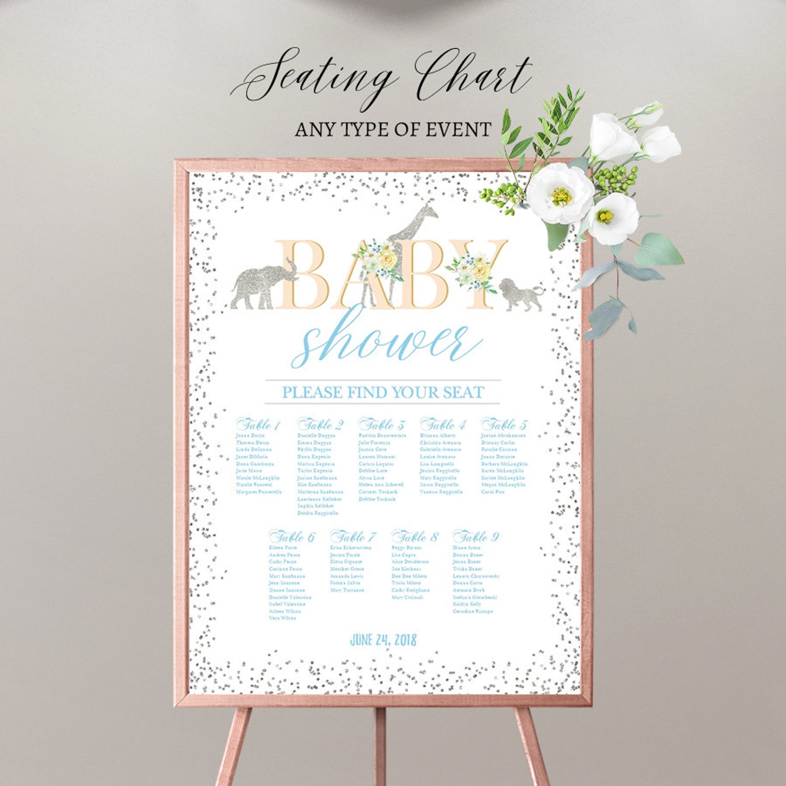 Safari BABY SHOWER Seating Chart Board Safari Seating Chart | Etsy