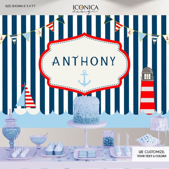 Nautical Party Backdrop Sailor Party Sailboat Party Navy | Etsy